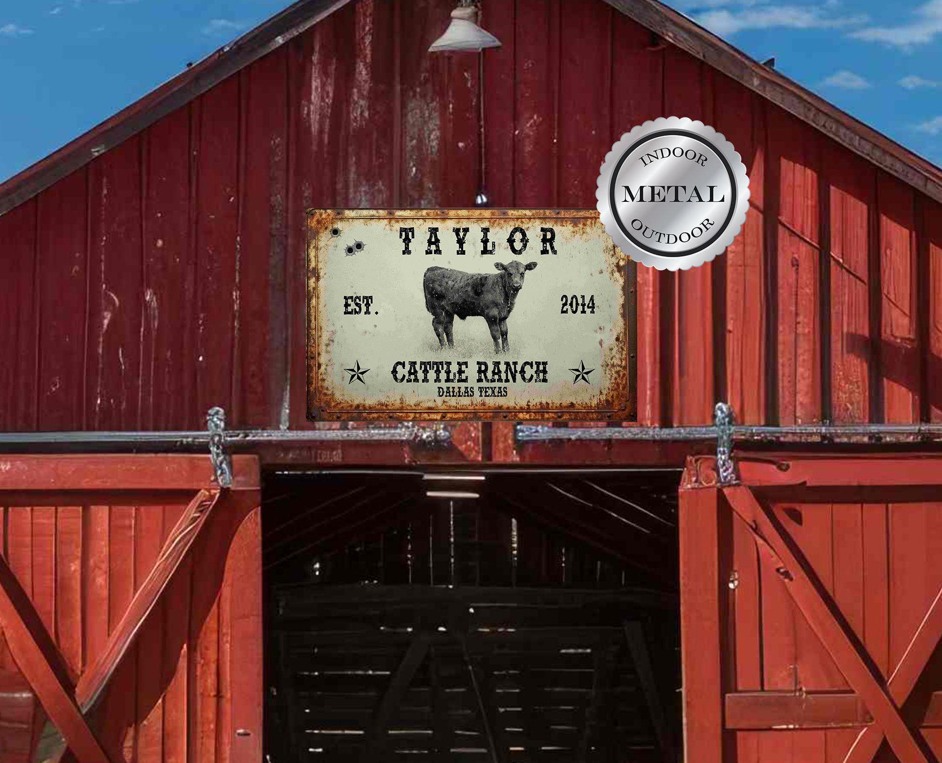 Custom Cattle Ranch Metal Sign Personalized Cattle Ranch Metal Sign ...