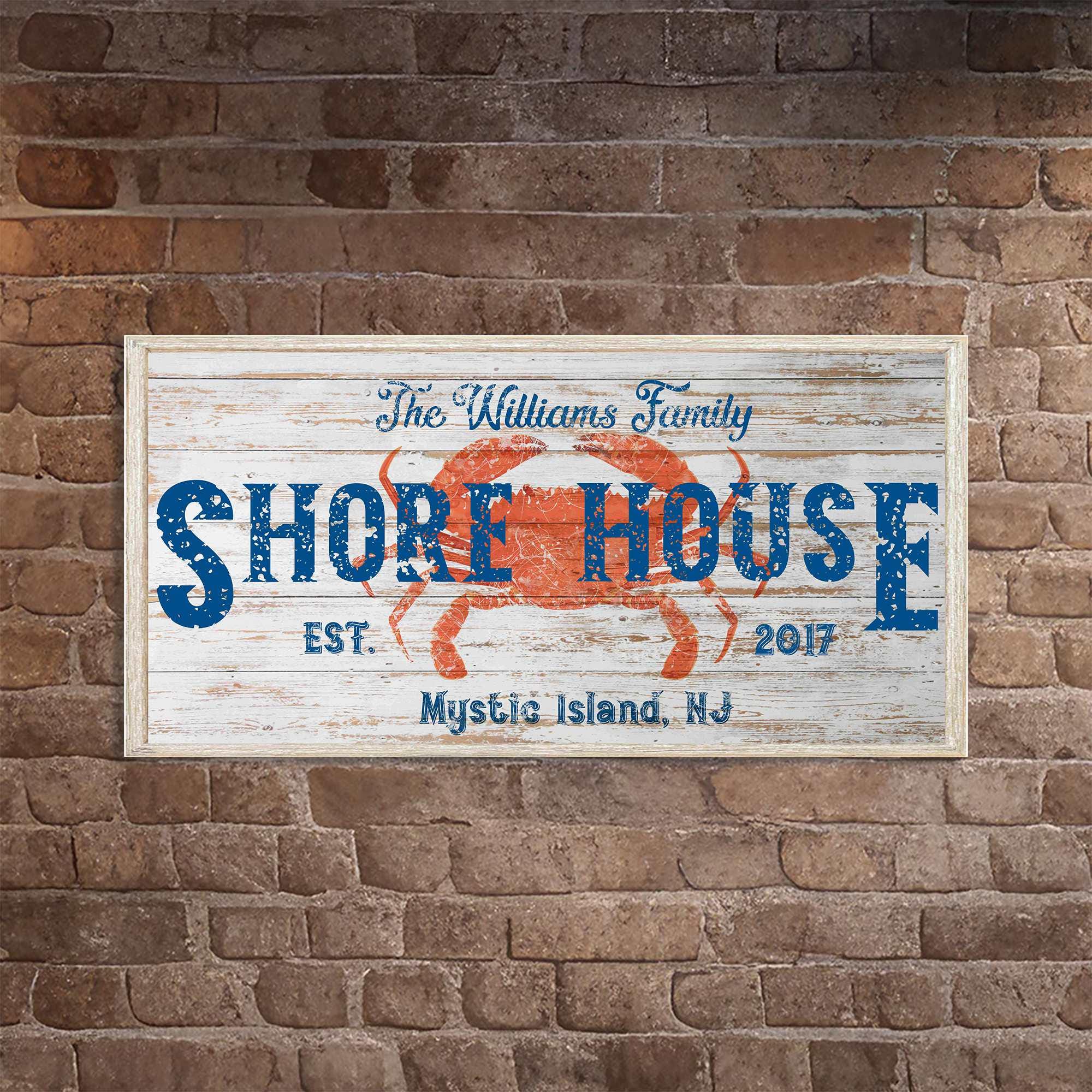 Custom Shore House Sign Personalized Canvas Sign With Red Crab Gift for ...