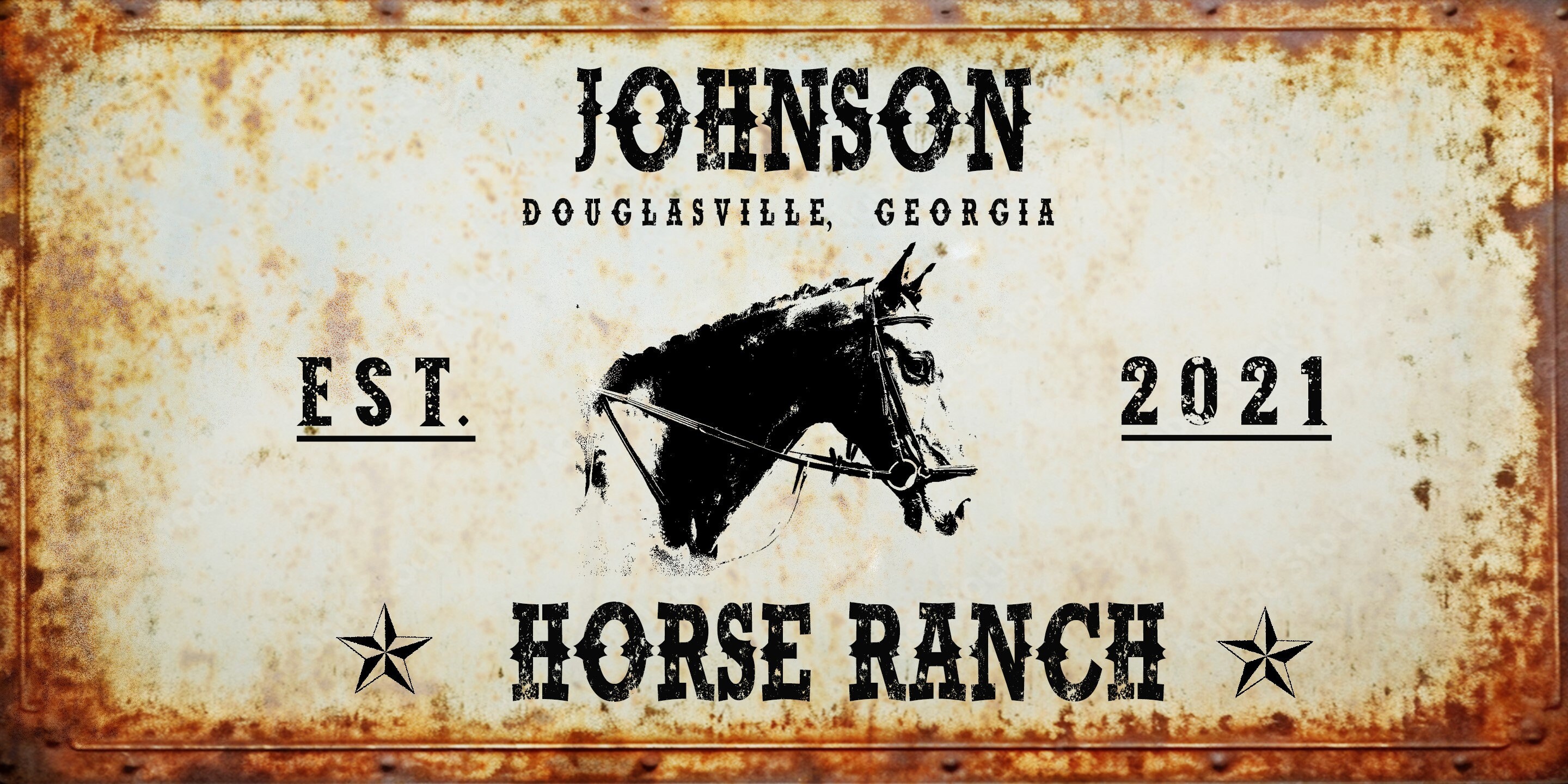 Rustic Horse Ranch Sign, Personalized Ranch Wall Art Decor Canvas ...