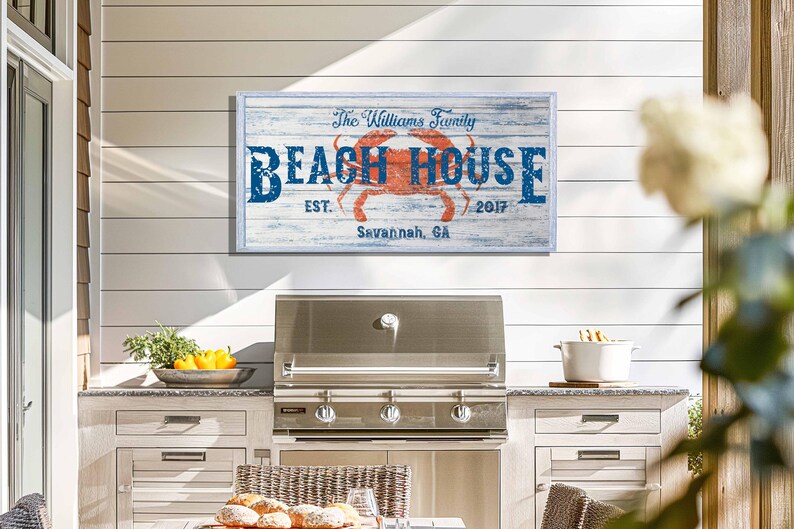 Custom Beach House Metal Sign, Personalized Aluminum Indoor or Outdoor ...
