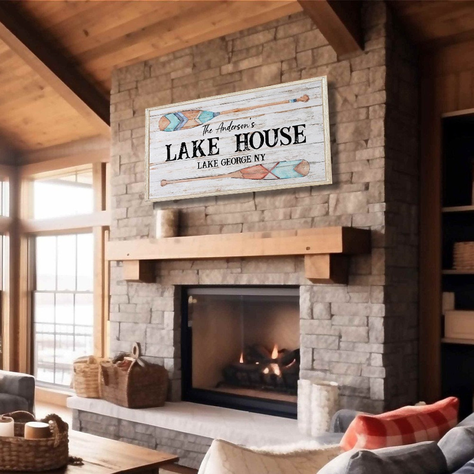 Custom Lake House Canvas Sign Personalized Lakehouse Sign Lake House ...
