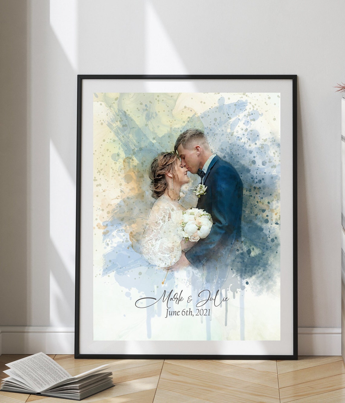 Watercolor Couple Portrait From Photo, Wedding Watercolor, Anniversary ...