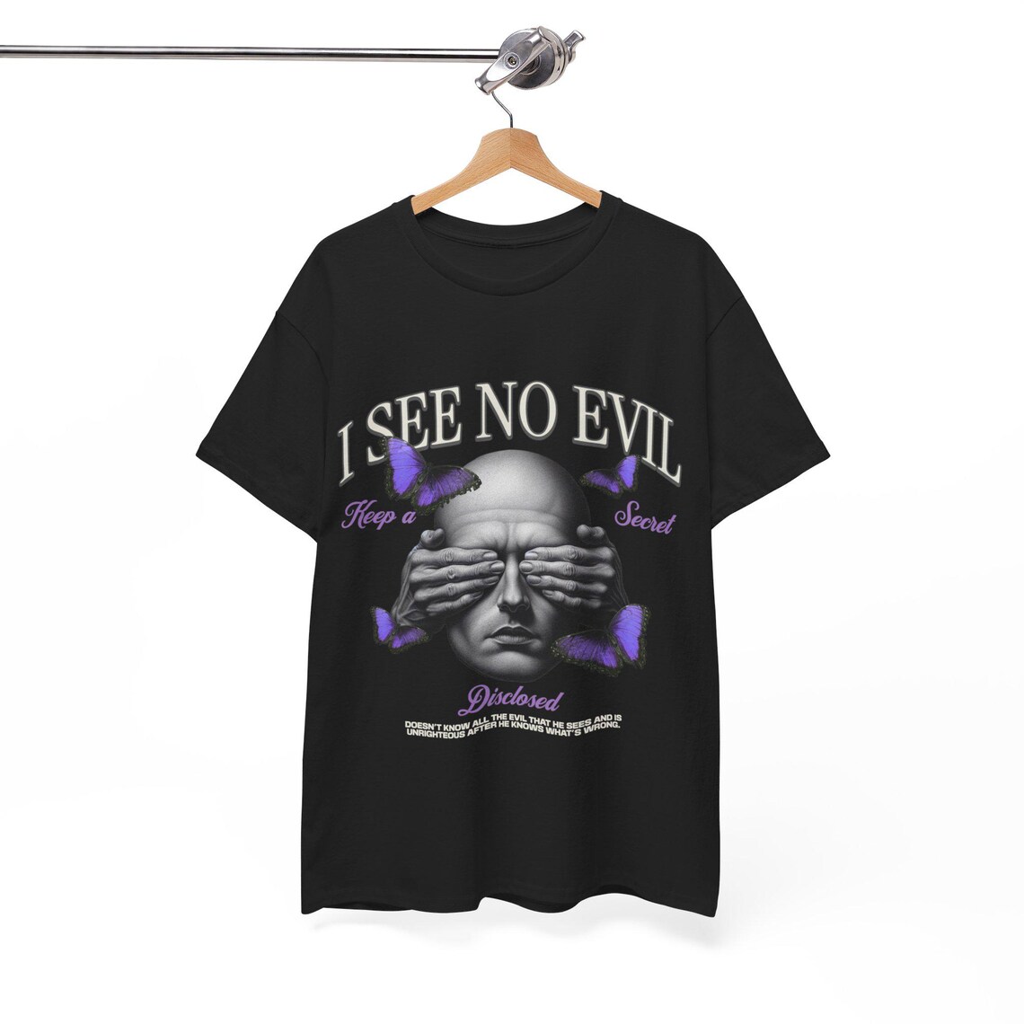 I See No Evil Graphic T-shirt, Bold "i See No Evil" Design Tee ...