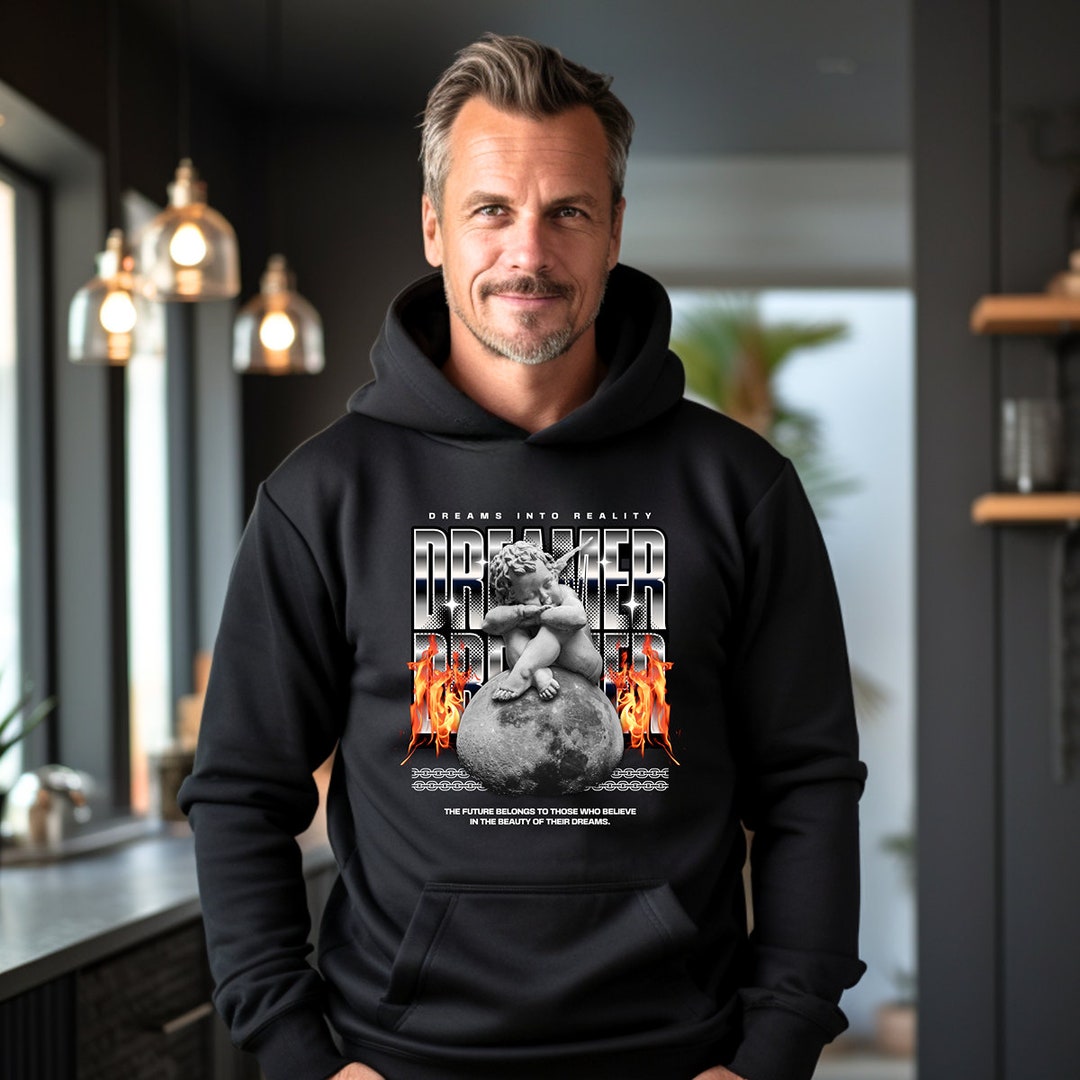 Dreams Into Reality" Hooded Sweatshirt, Dream-themed Clothing, Dreams ...