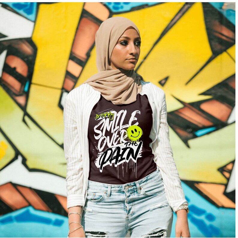 Be Happy, Smile Over the Pain' Inspirational Tee,smile Over the Pain' Tee for Uplifting,smile T ...