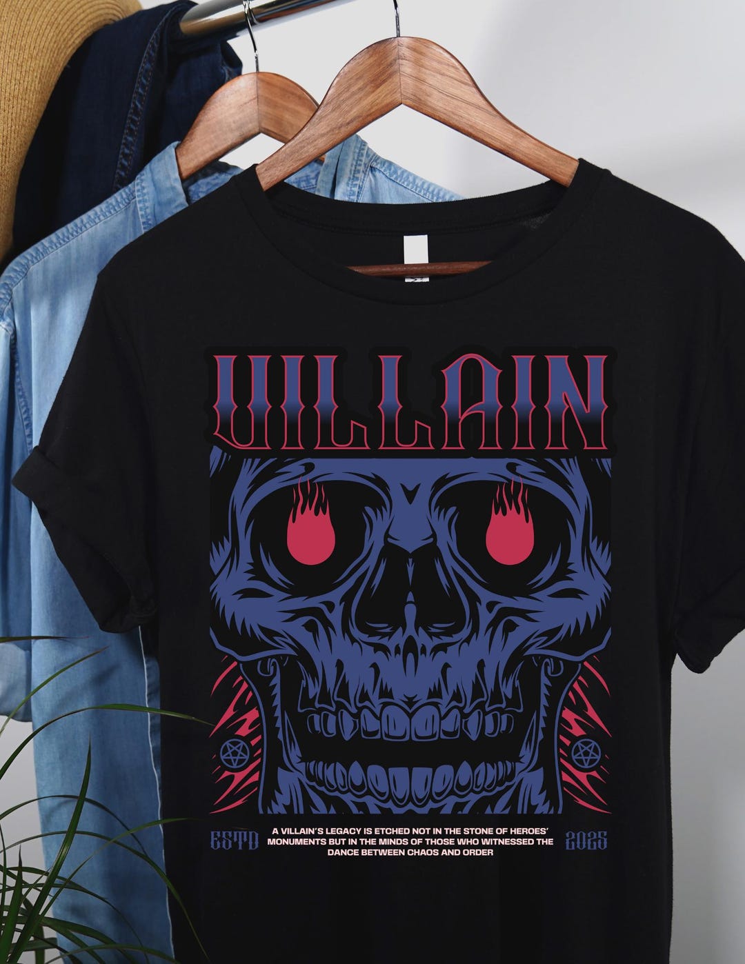 Villain Skull Tee, Edgy Skull T-shirt, Halloween Apparel, Unique Gift ...