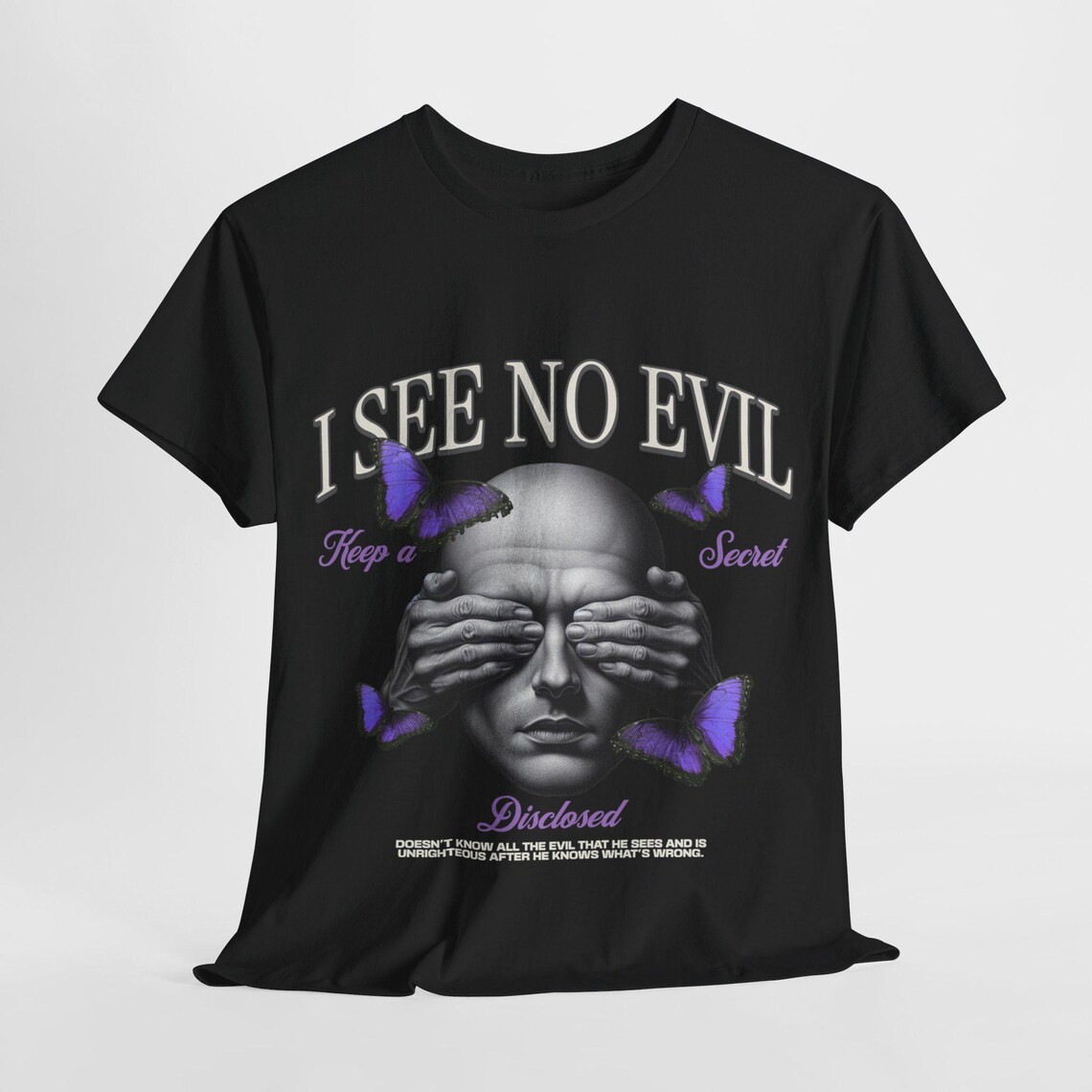 I See No Evil Graphic T-shirt, Bold "i See No Evil" Design Tee ...