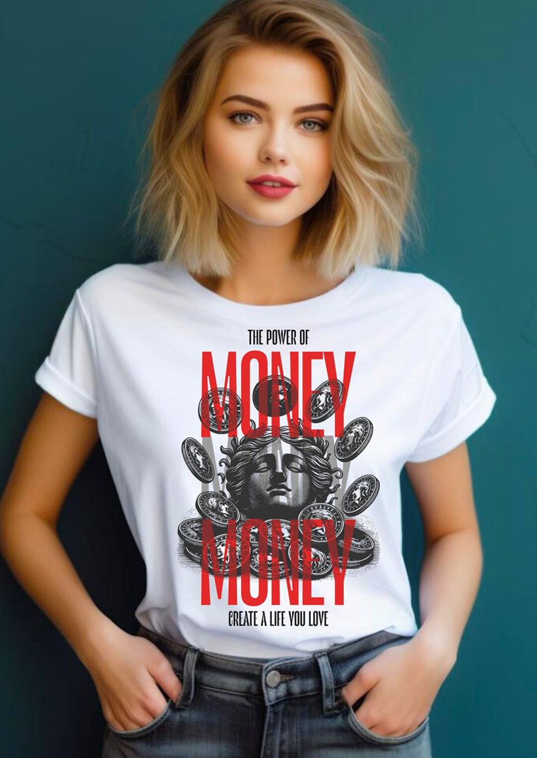 Empowering Money Graphic Tee, Motivational Quote Shirt, Unisex Cotton T ...