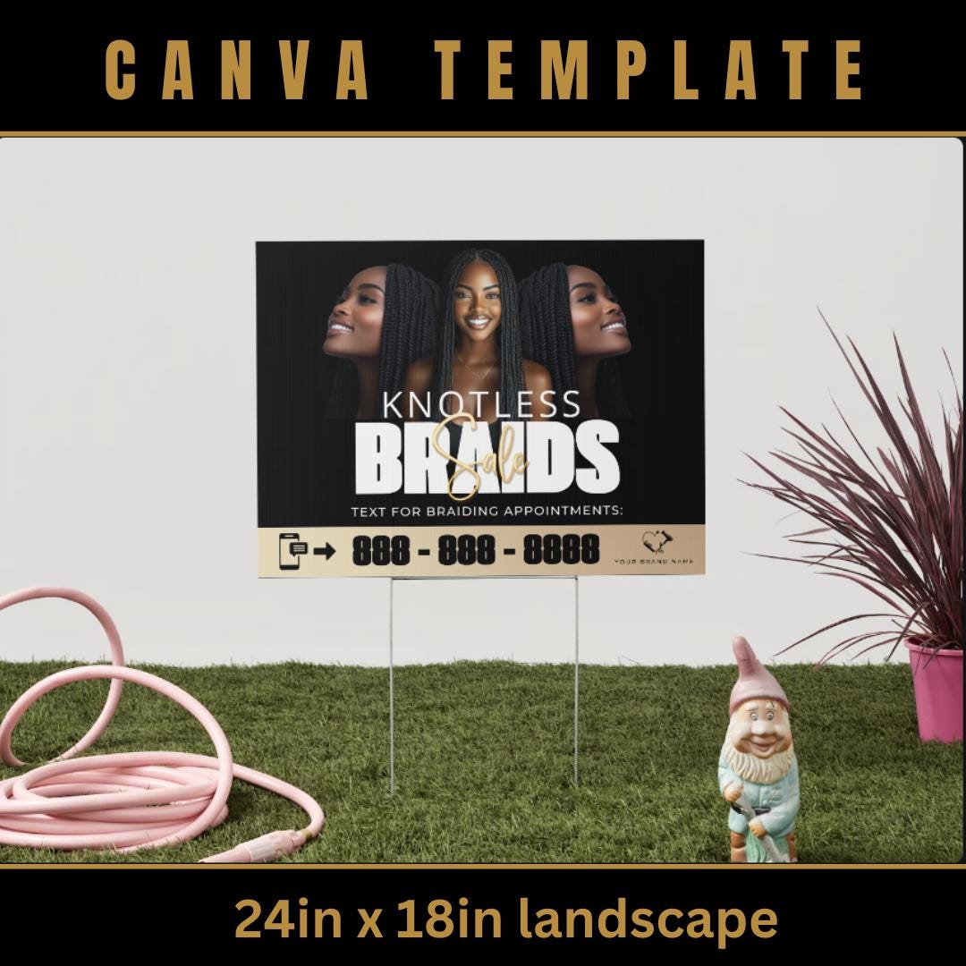 Braiding Sale Yard Sign Canva Template / DIY Hair Yard Sign / Beauty ...