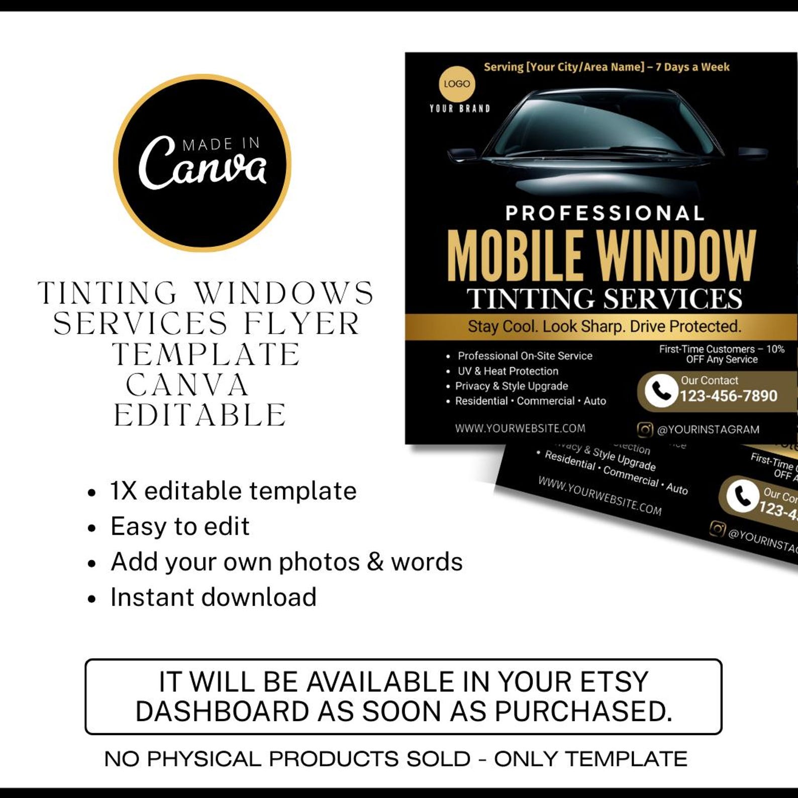 Tinted Window Mobile Service Flyer Template | Editable Canva Auto ...