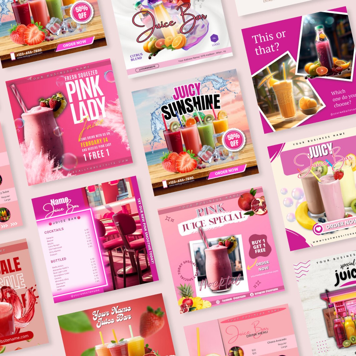 Juice Bar / Juice Bar Templates / Juice Bar Menus / Bar Menu / Canva ...