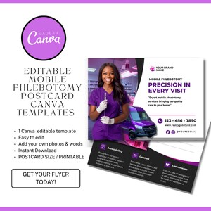 Mobile Phlebotomy Service Postcard Template / DIY Medical Service Flyer ...