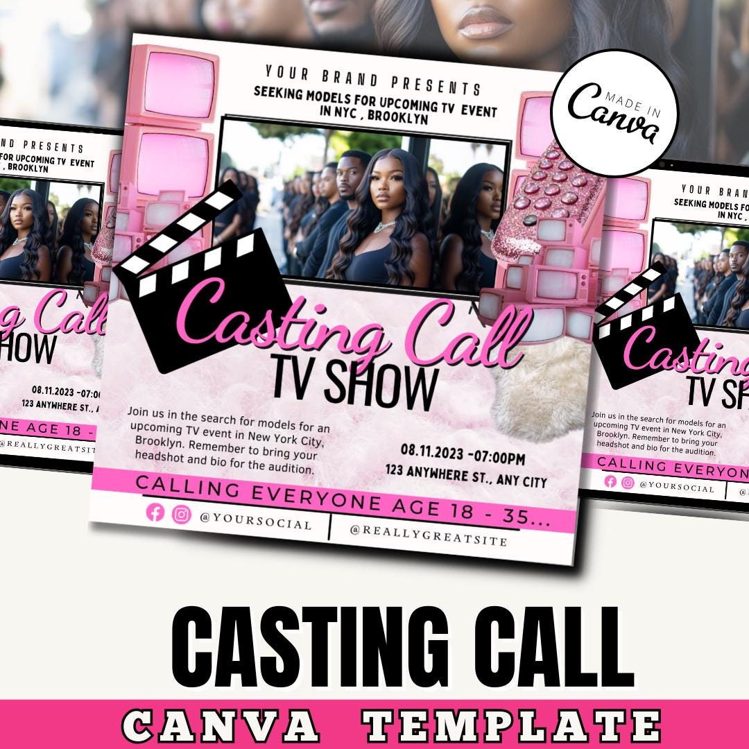 Casting Call TV AUDITION Flyer Canva Template / Casting Call / Audition ...