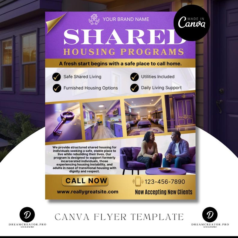 Shared Housing Flyer Template | Affordable Living Canva Flyer ...