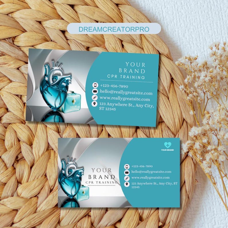 CPR Business Cards TEMPLATE / DIY Medical Service Flyer/ First Aid ...