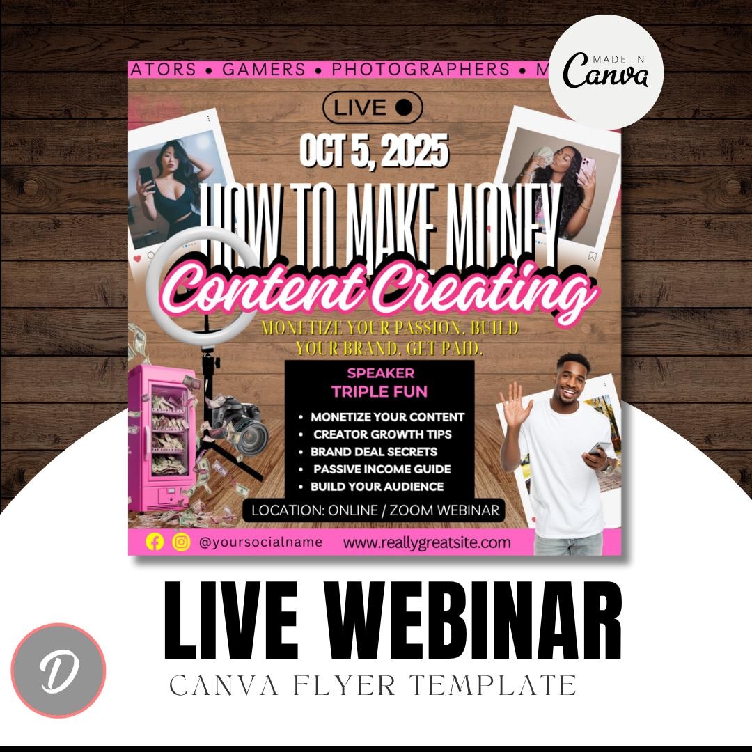 How to Make Money Content Creating Flyer Template | Editable Canva ...