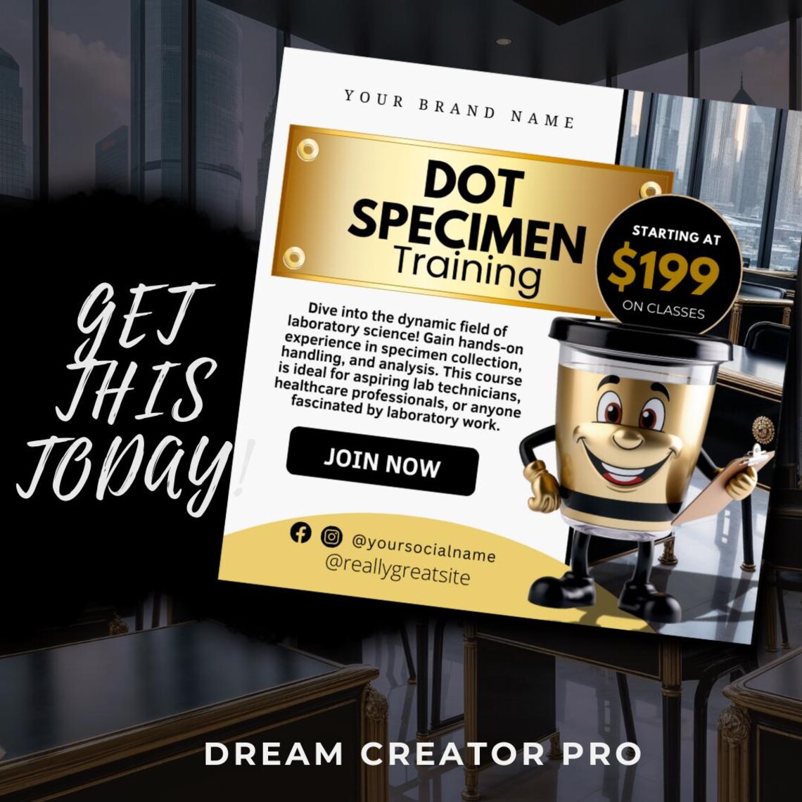 DOT Specimen Course Canva Flyer Template / DIY Medical DNA Lab Service ...