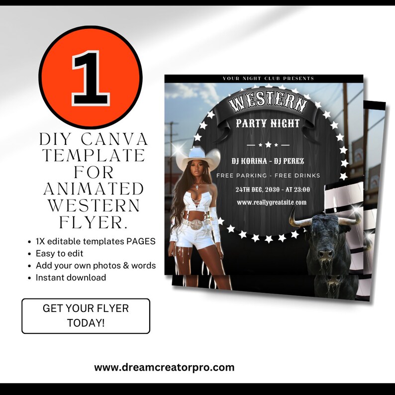 Animated Rodeo Party Flyer Template: Western Night, Canva Editable ...