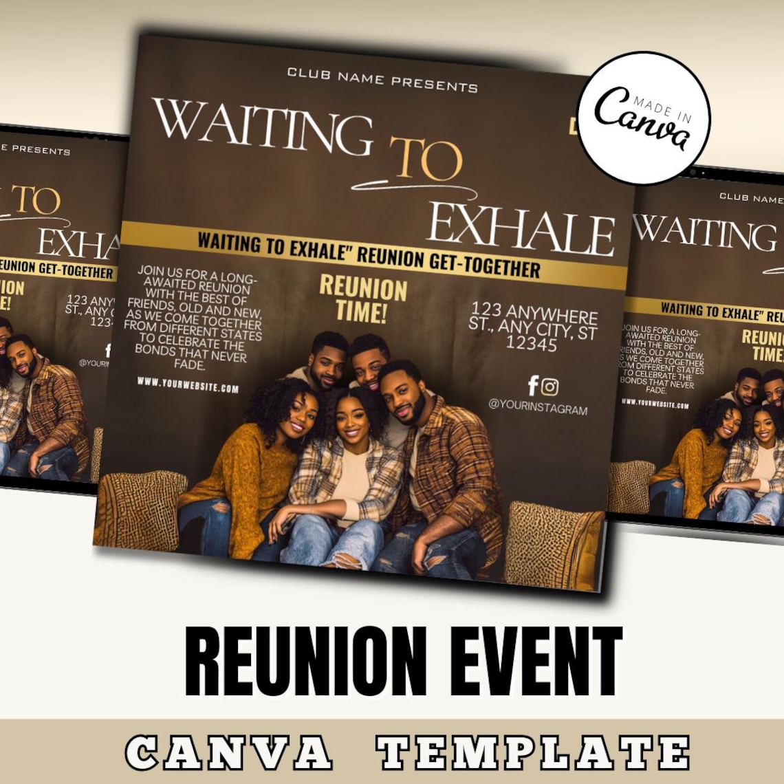 Reunion Friend Event Flyer Template / Waiting to Exhale Party / Canva ...