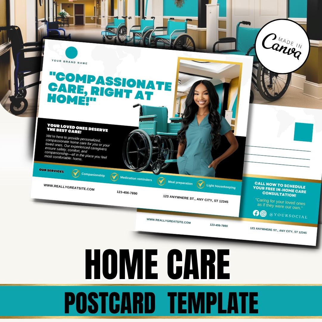 Home Care Service Postcard / DIY Medical Senior Care Service Flyer ...