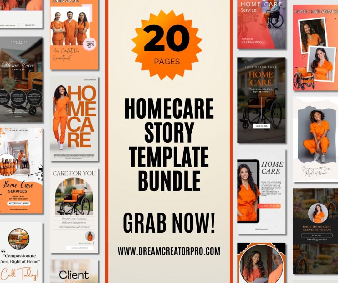Home Care Business Animated Story Post Template | Editable Canva Social ...