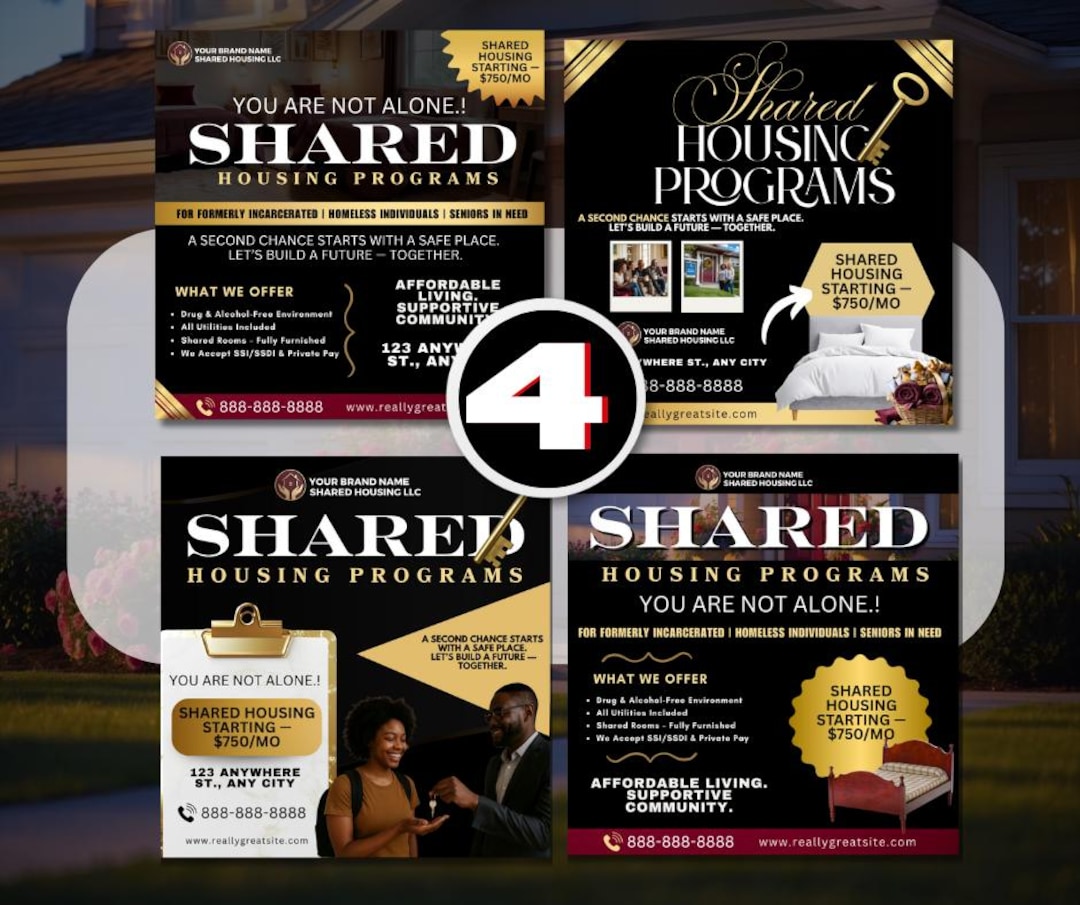 Shared Housing Flyer Template | Affordable Living Canva Flyer ...