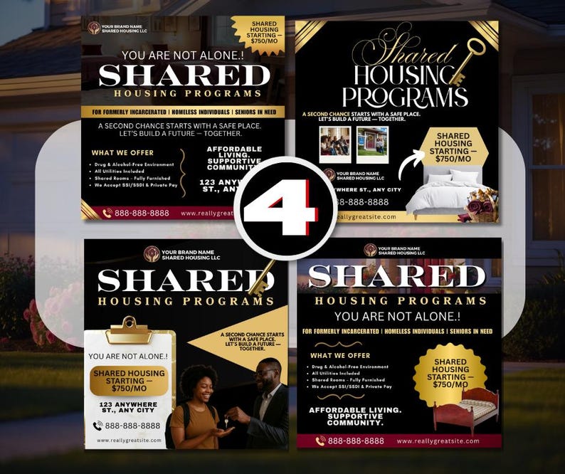 Shared Housing Flyer Template | Affordable Living Canva Flyer ...