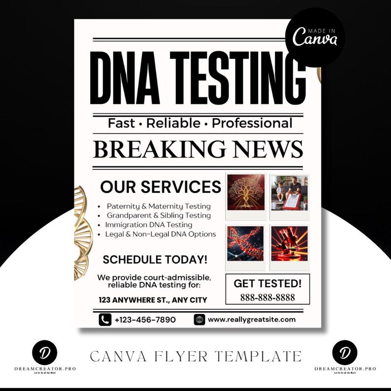 DNA Testing Instagram Post Template | Canva Editable DNA Lab Services ...