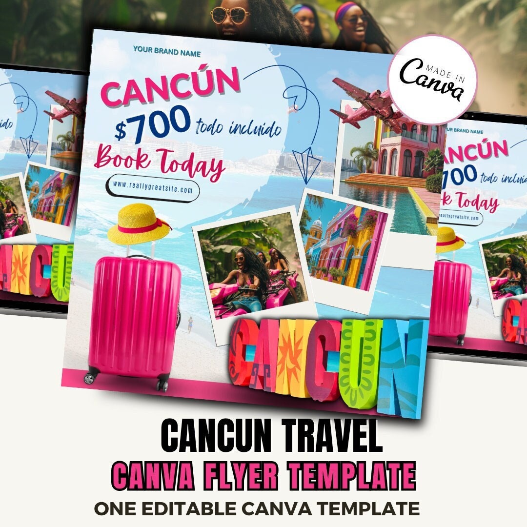 CANCUN Travel Agent Flyer / Travel Agent Canva / Travel Agent / Canva ...