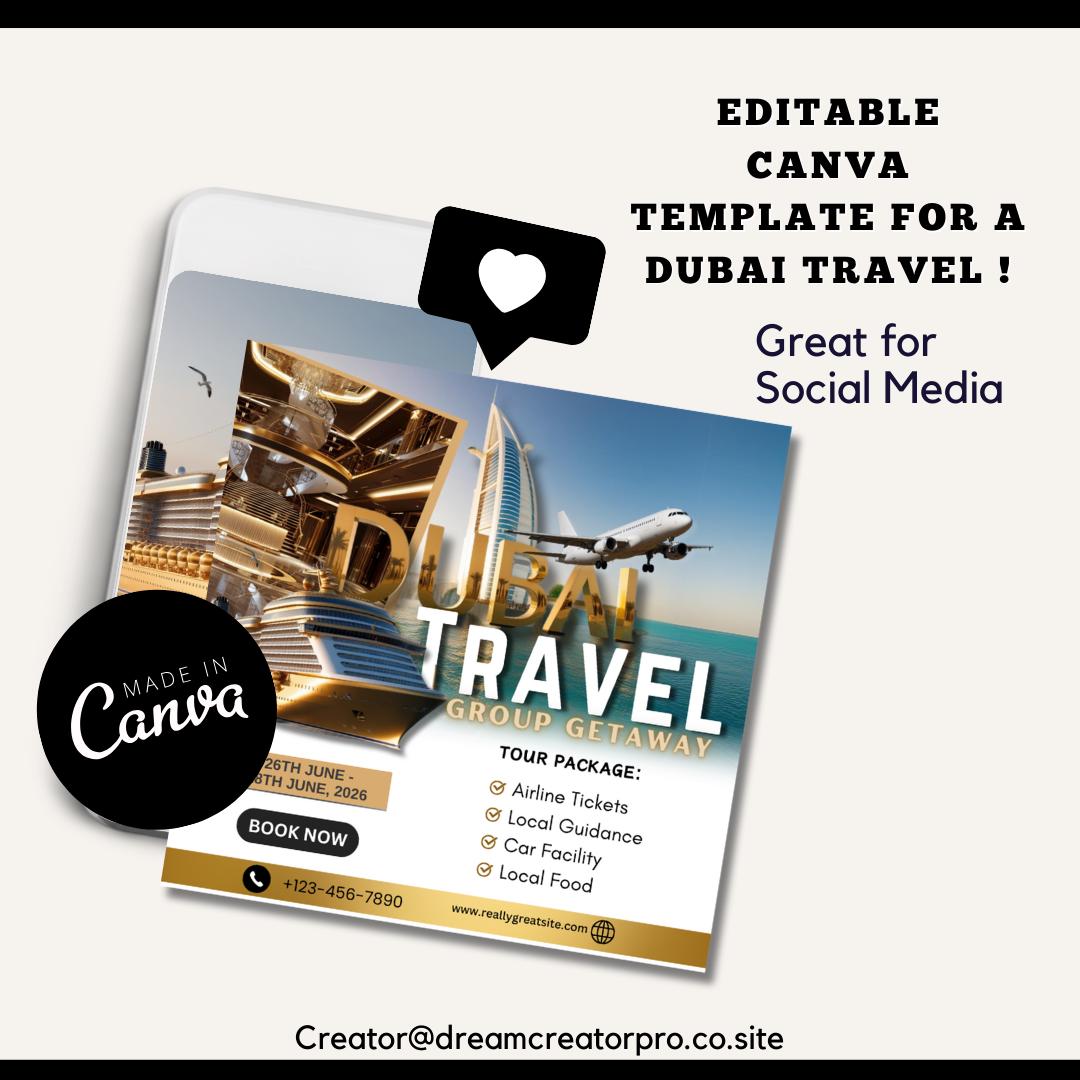 TRAVEL Agent Flyer / Travel Agent Canva / Travel Agent / Travel Dubai ...