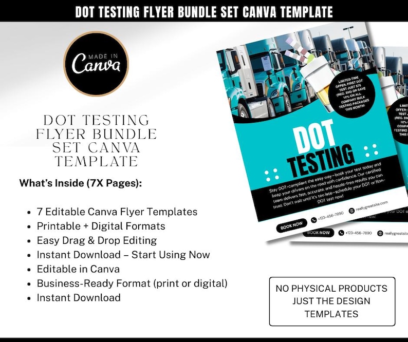 DOT Testing Flyer Bundle | 7 Printable Canva Templates | Drug Testing ...