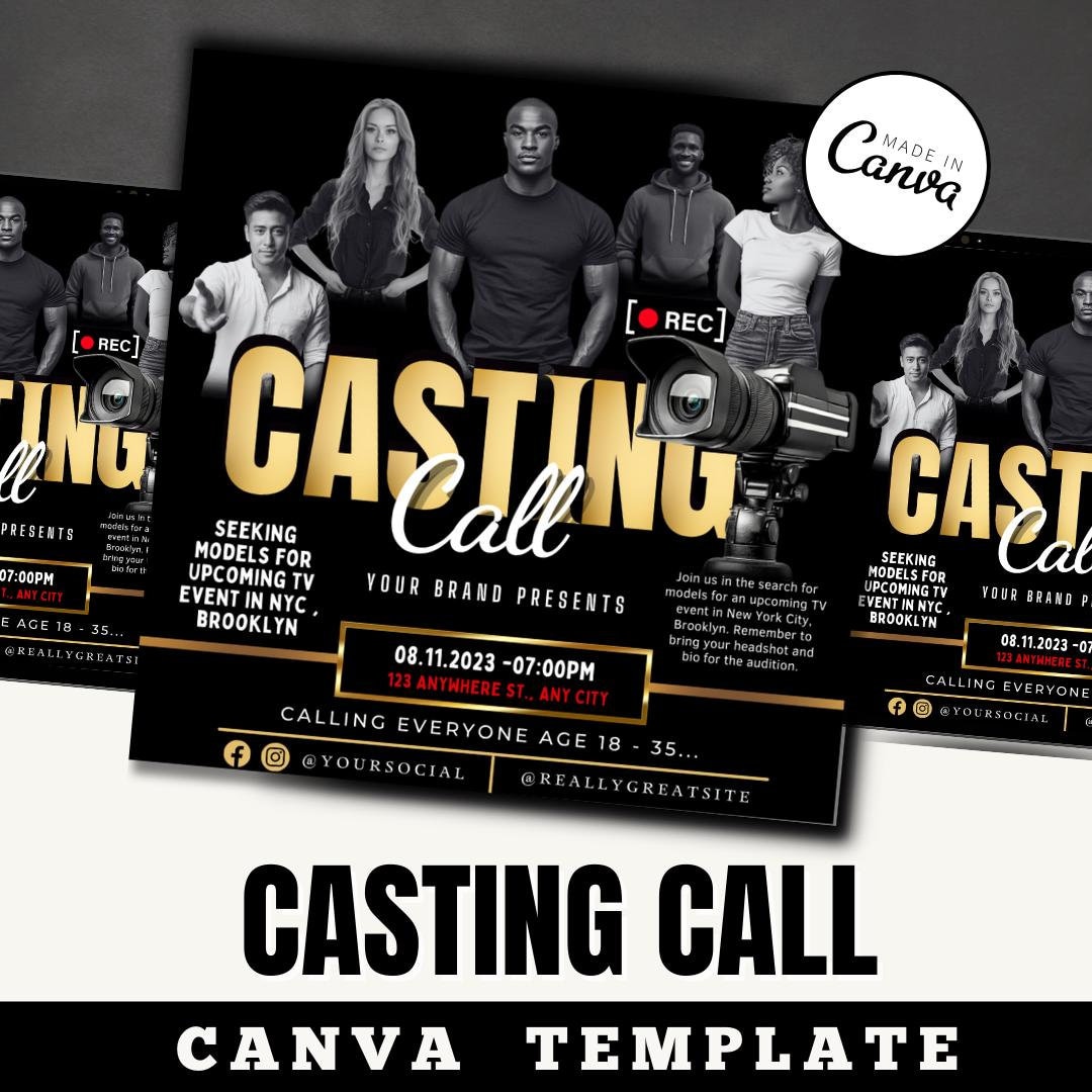 Casting Call TV AUDITION Flyer Canva Template / Casting Call / Audition ...
