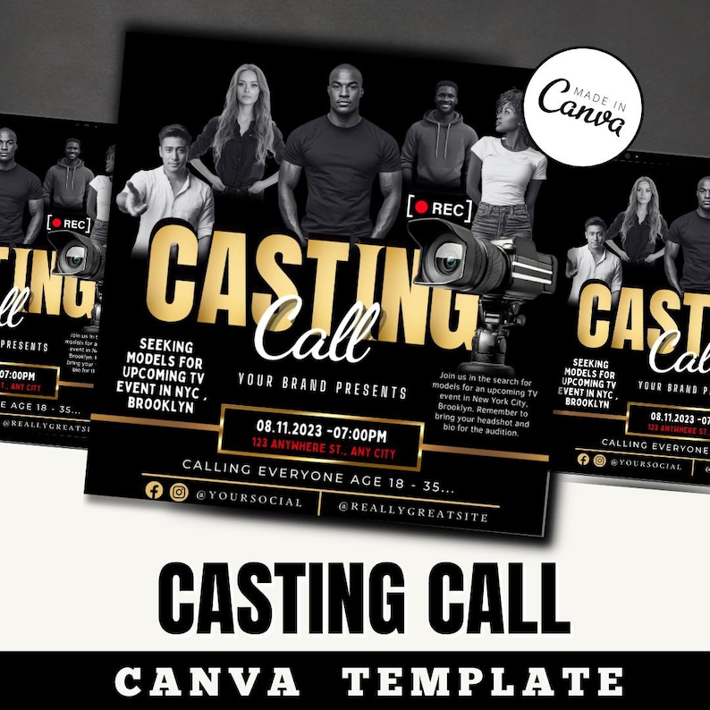 Casting Call TV AUDITION Flyer Canva Template / Casting Call / Audition ...