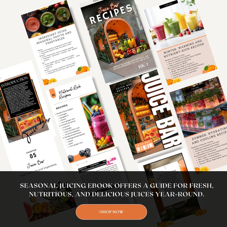 Juice Bar Recipe Canva Editable Ebook Template / Juice Bar Template ...