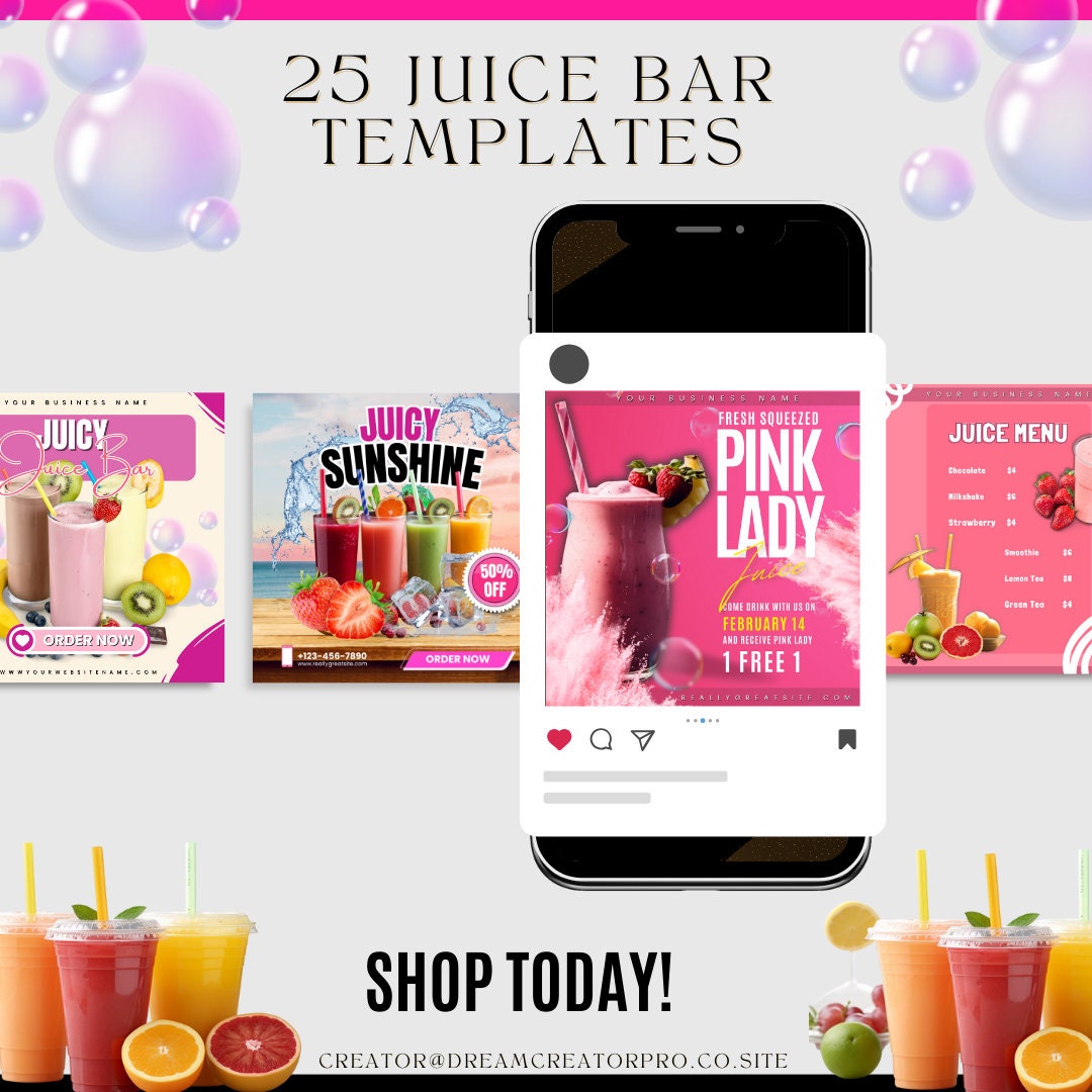 Juice Bar / Juice Bar Templates / Juice Bar Menus / Bar Menu / Canva ...