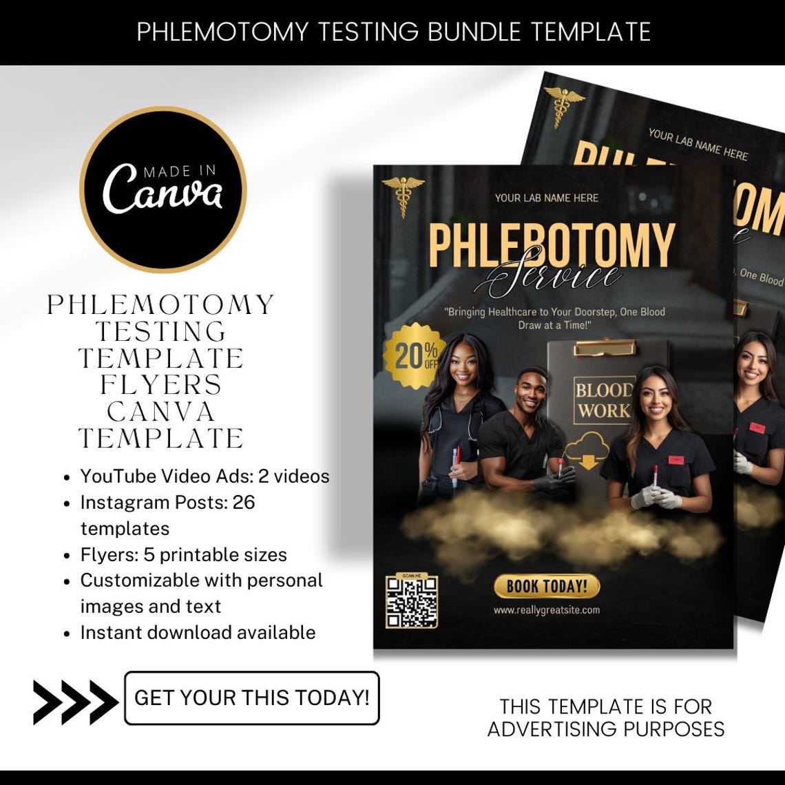 Phlebotomy Canva Bundle Template / DIY Medical Service Flyer ...