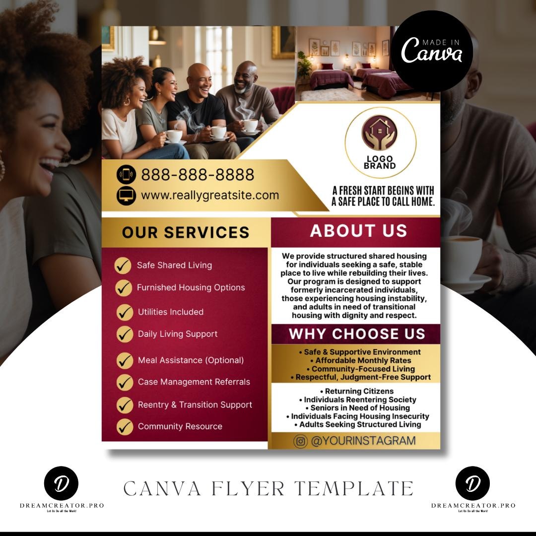 Shared Housing Flyer Template | Affordable Living Canva Flyer ...