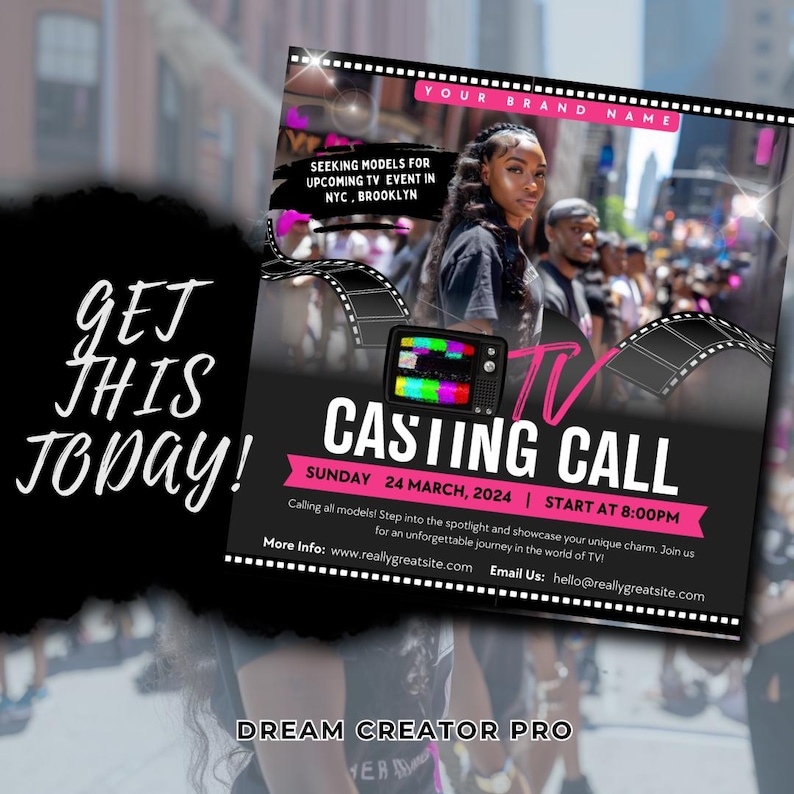 Casting Call TV AUDITION Flyer Canva Template / Casting Call / Audition ...