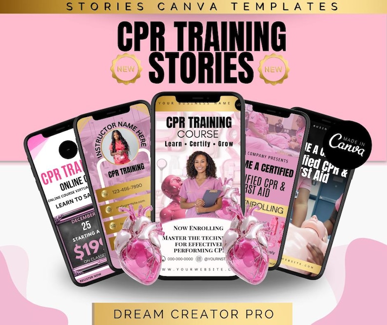 CPR Training Instagram Stories Bundle | 10 Editable Canva Templates ...