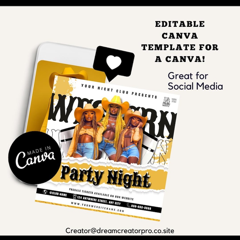 Western Night Party Flyer Template, Party, Club Flyer, Dukes N Boots ...
