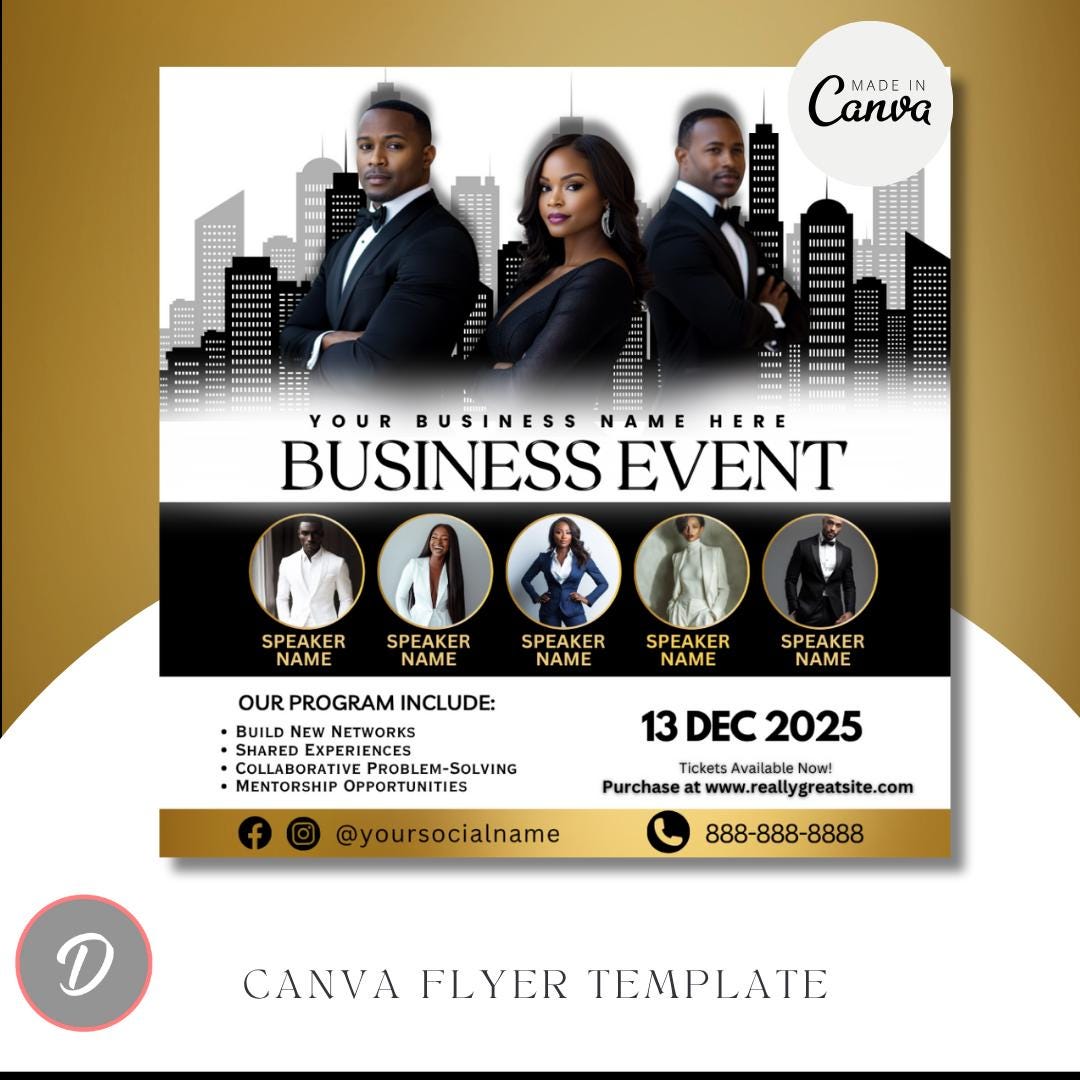 Business Event Flyer Template | Editable Canva Template | Virtual Event ...