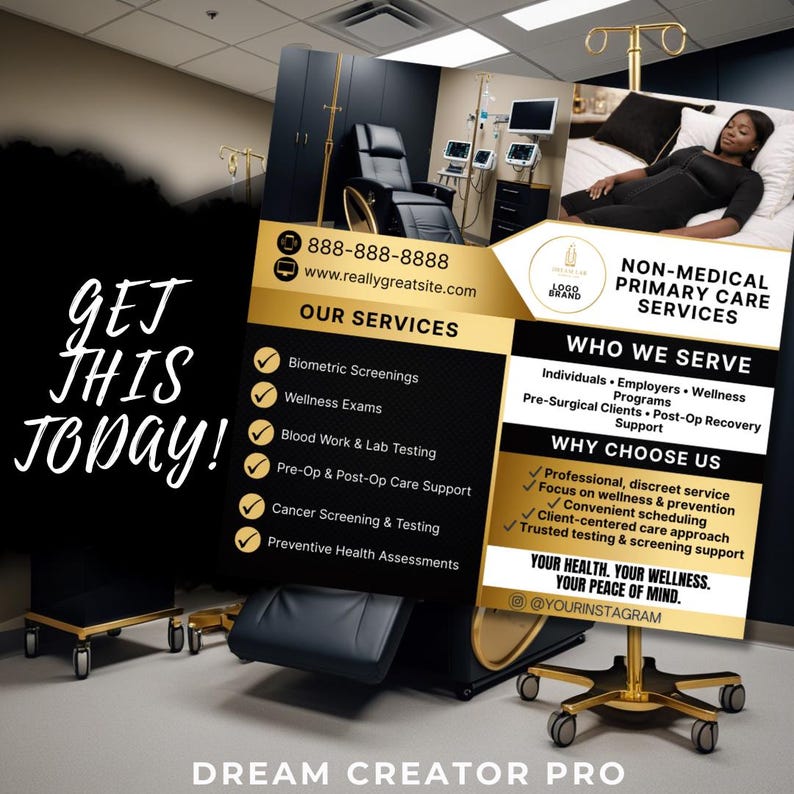Non-medical Primary Care Flyer Template | Wellness, Biometric Screening ...