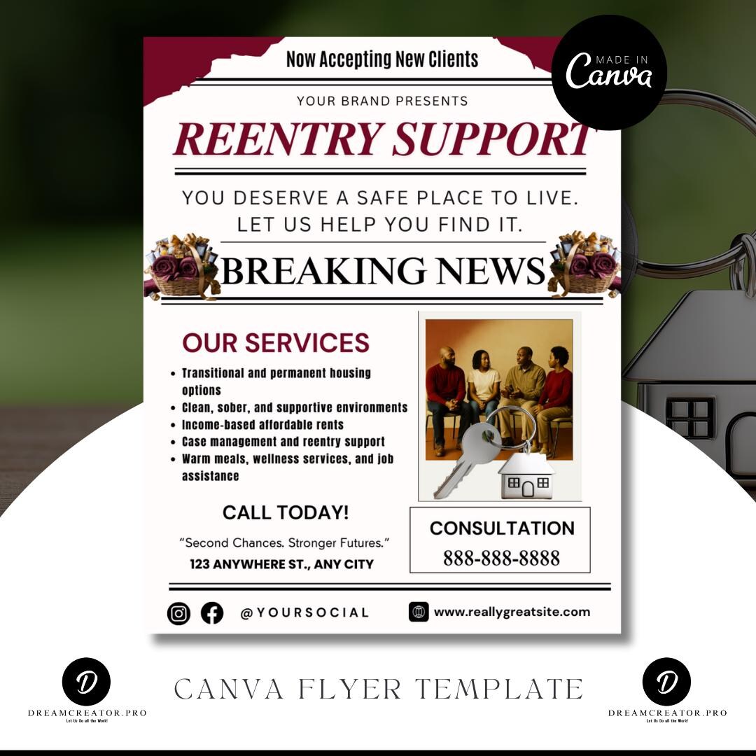 Reentry Housing Support Instagram Canva Templates | Social Services ...