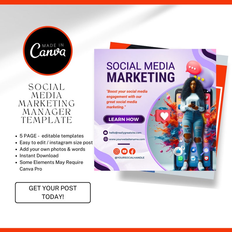 Social Media Canva / Social Media Bundle / Social Media Manager ...