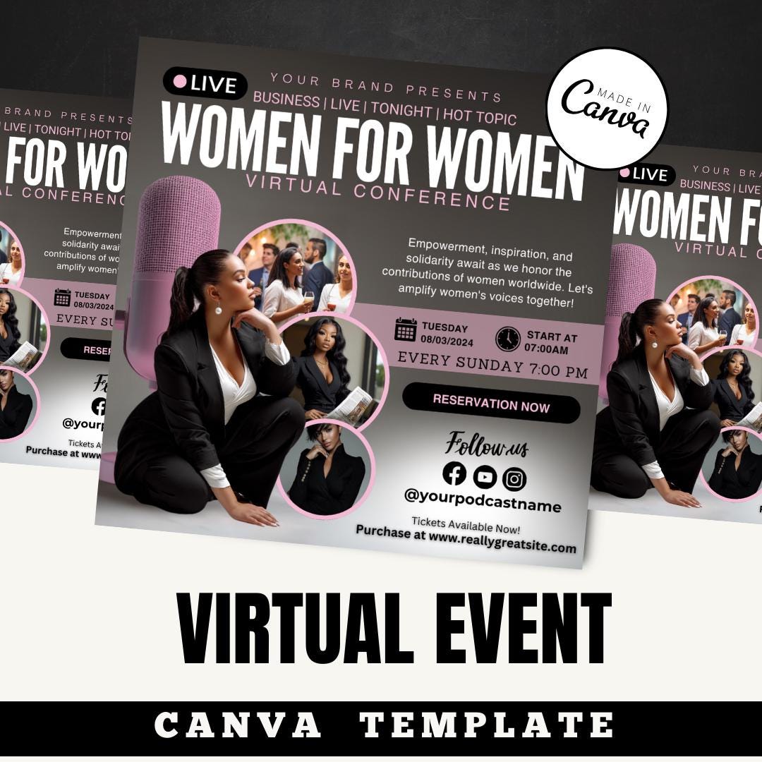 Women Empowerment Virtual Event Flyer Canva Template | Editable Online ...