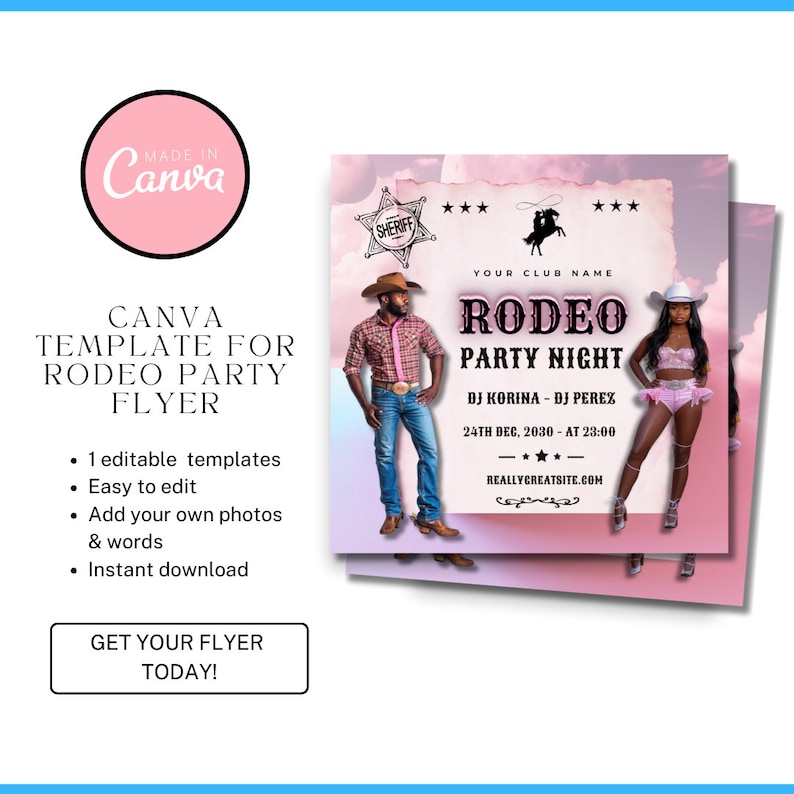Rodeo Western Night Party Flyer Template, Party Flyer, Club Flyer ...