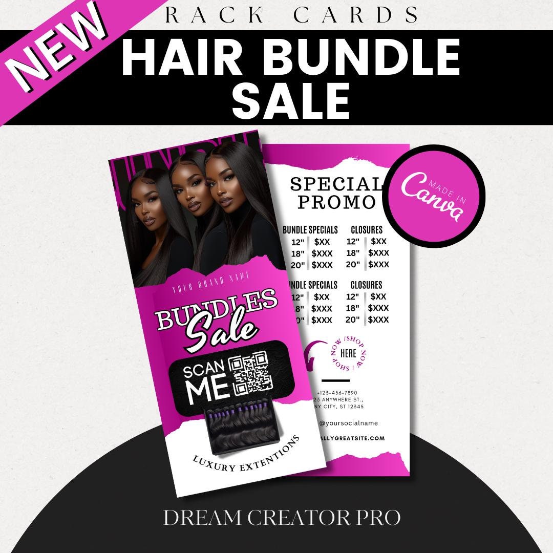 Hair Salon Rack Card Canva Template / DIY Hair Wig Install / Beauty ...
