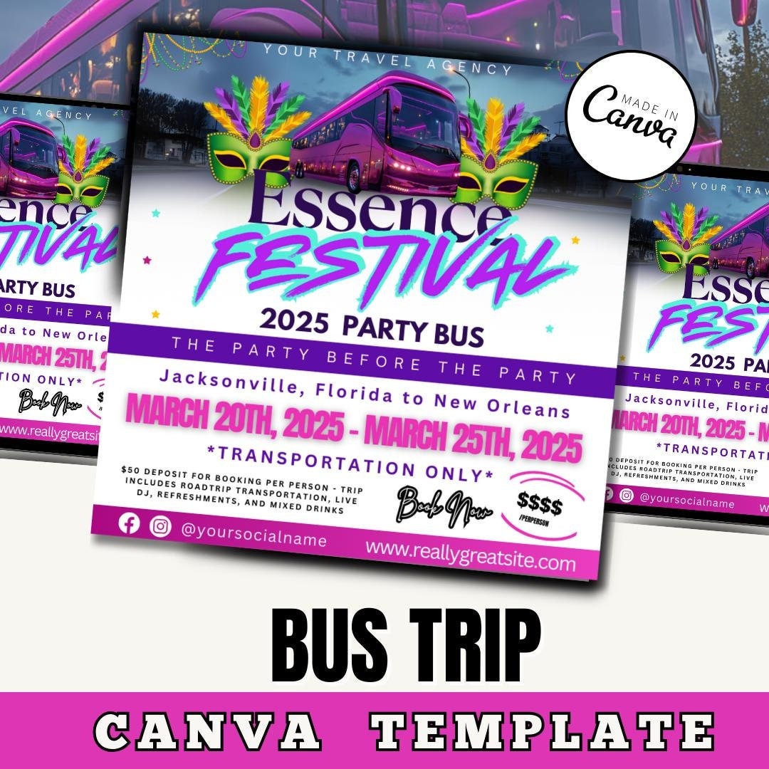 TRAVEL Bus Essence Festival Agent Flyer / Travel Agent Canva / Travel ...