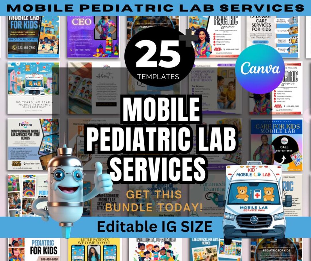 Pediatric Mobile Lab & Medical Services Social Media Kit / 25 Instagram ...
