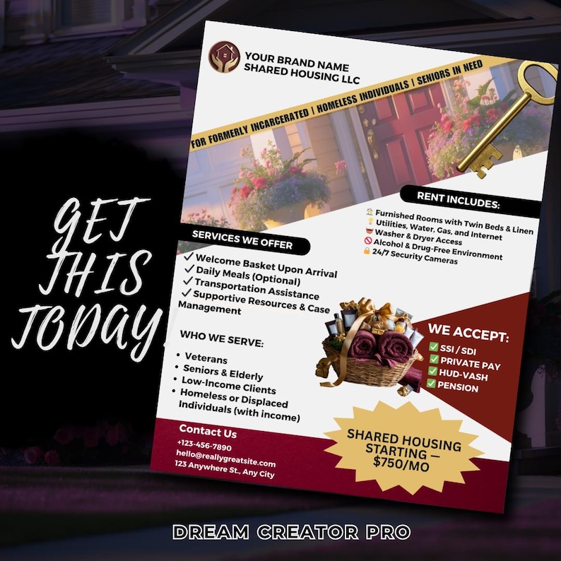 Shared Housing Flyer Template | Affordable Living Canva Flyer ...